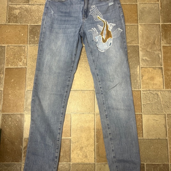 Source Unknown | Jeans | Hand Painted Jeans With A Picture Of A Koi ...